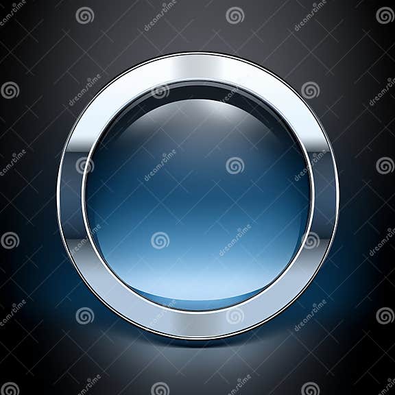 A Shiny Blue Button on a Black Background Stock Photo - Image of ...