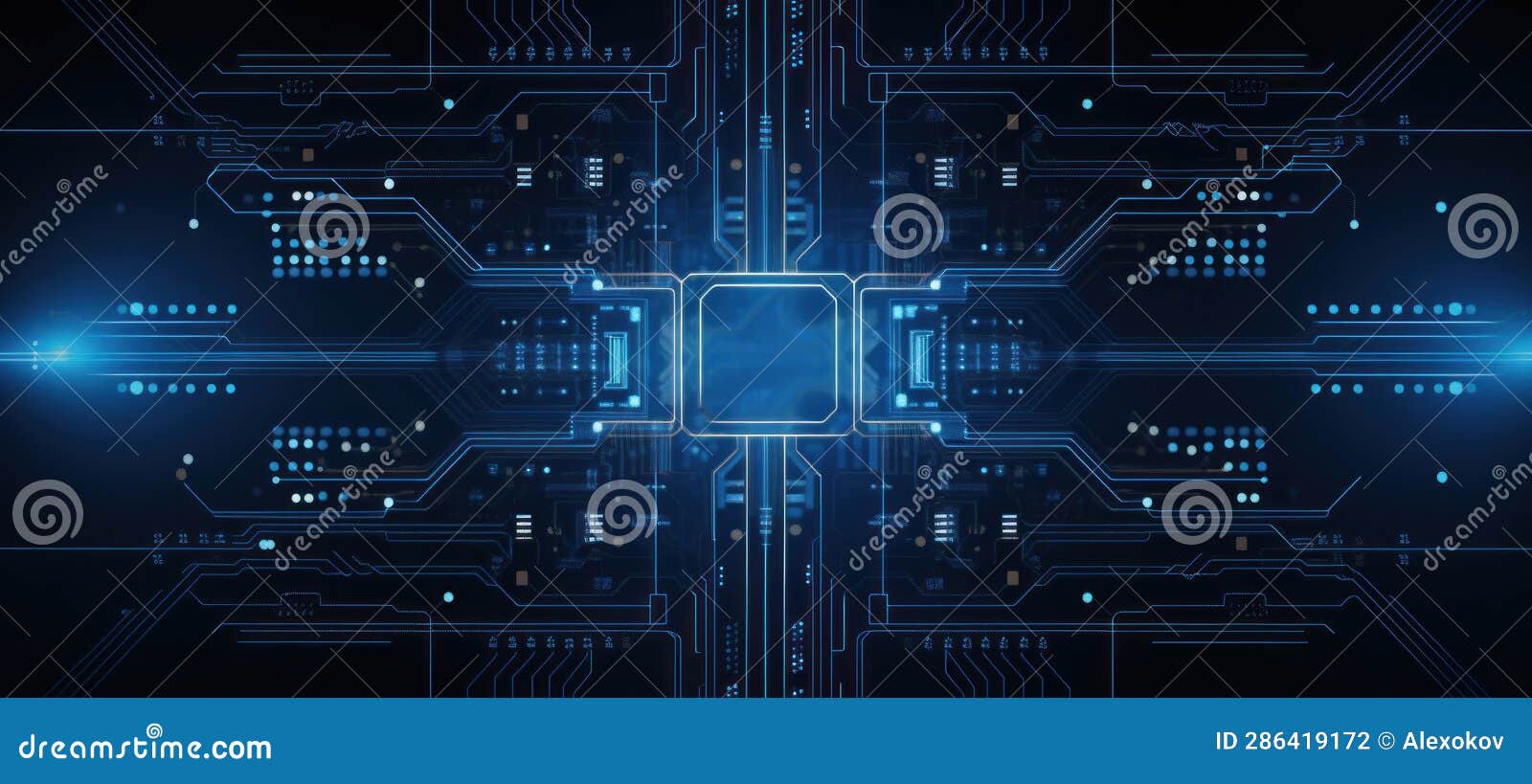 Shiny Blue Circuit Board Techno Background AI Generated Stock ...