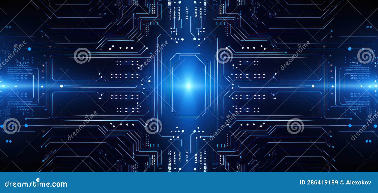 Shiny Blue Circuit Board Techno Background AI Generated Stock ...