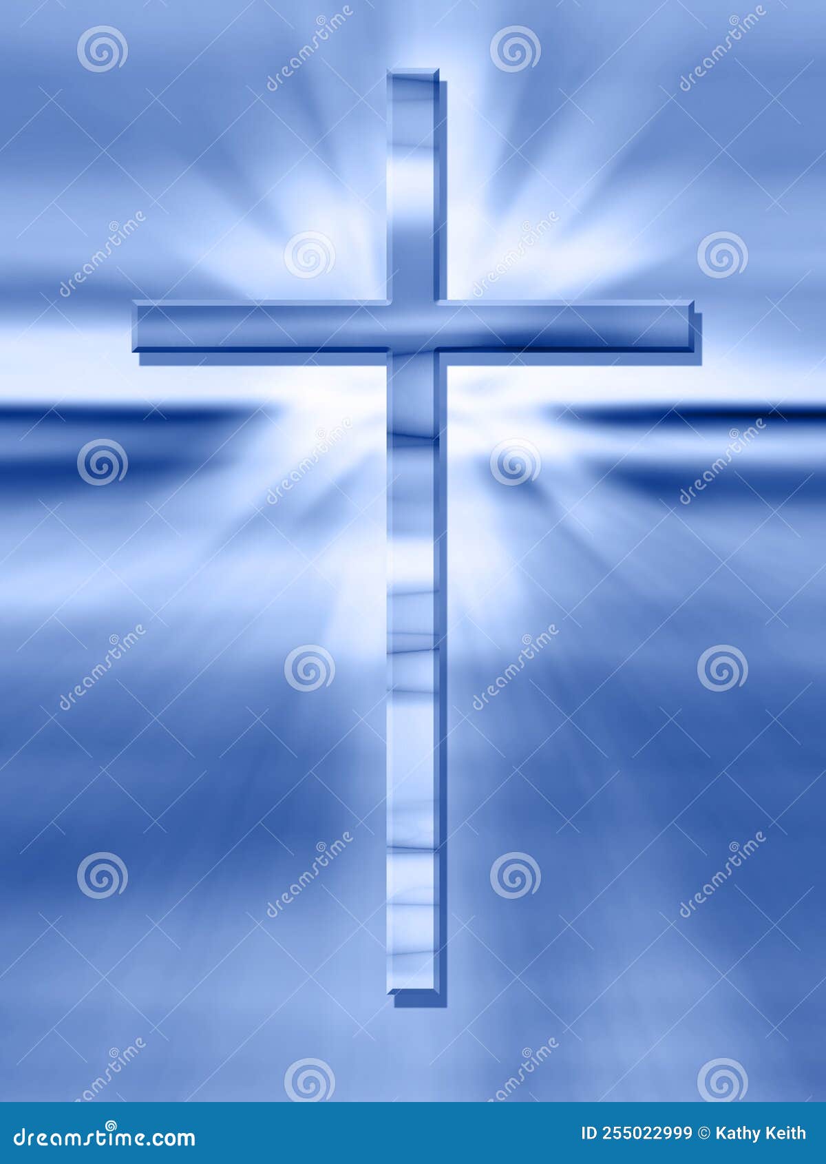 Shiny Blue Cross with Rays Behind it Stock Illustration - Illustration ...