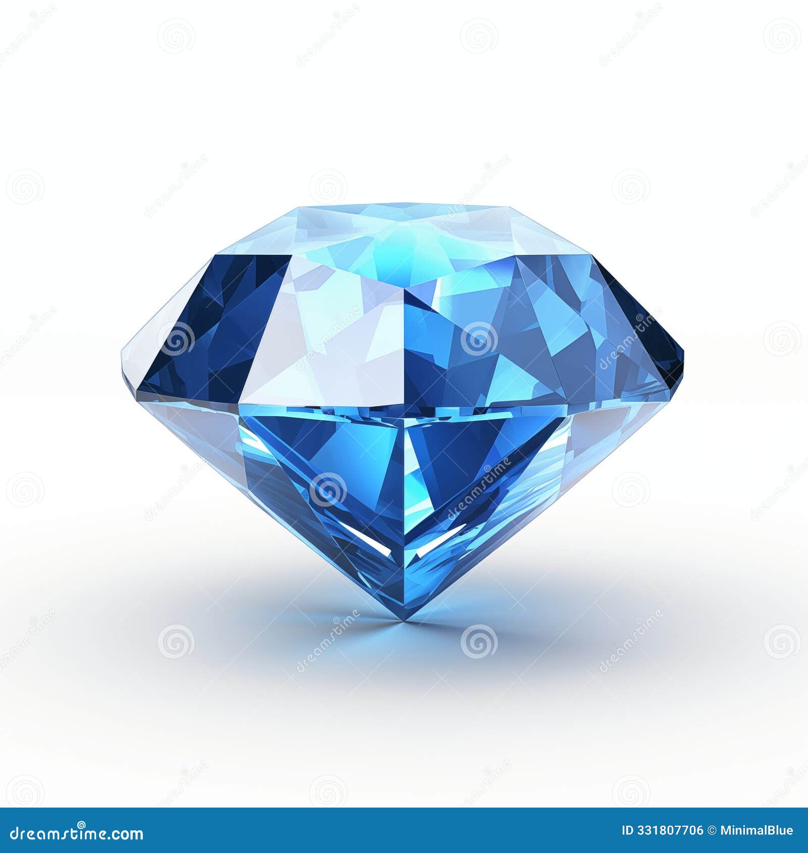 Shiny Blue Diamond Isolated on a White Background Stock Illustration ...
