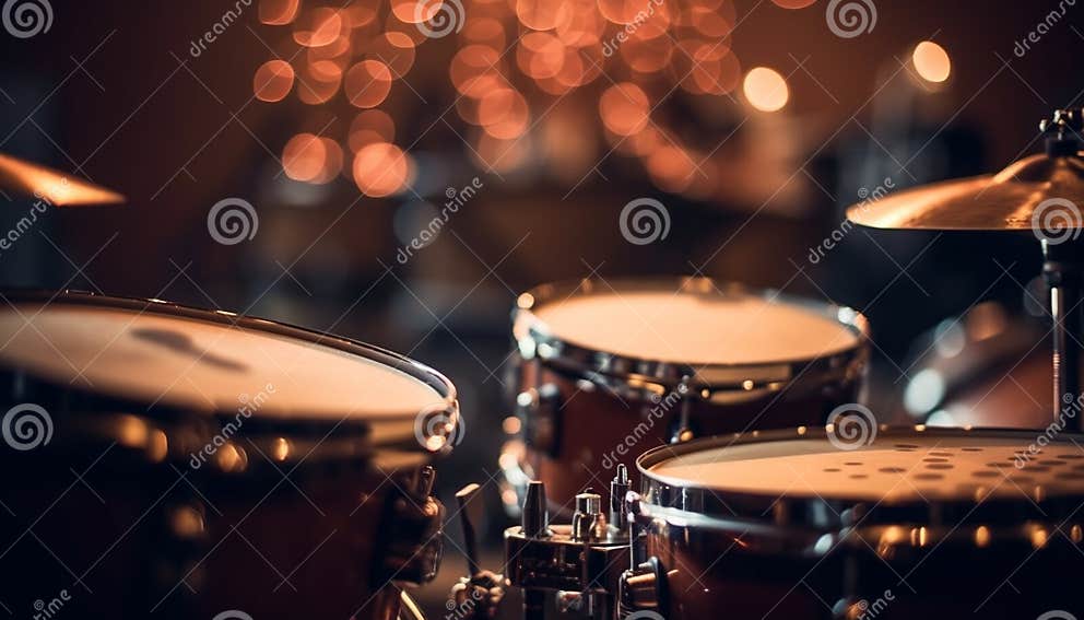 Shiny Blue Drum Kit Set for Performance Generated by AI Stock Photo ...