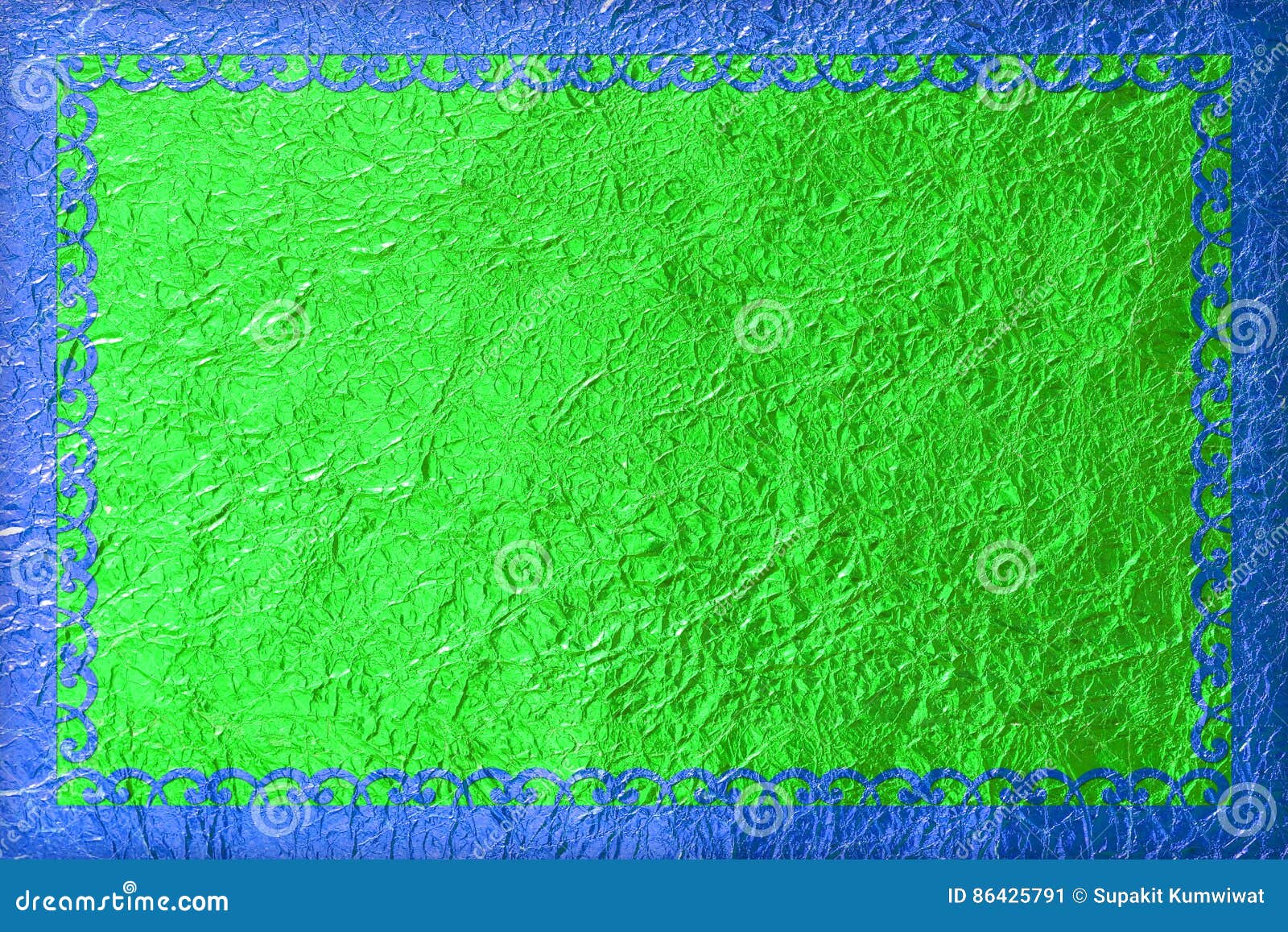 Shiny Blue Frame with a Pattern on the Green Foil Background. Stock ...