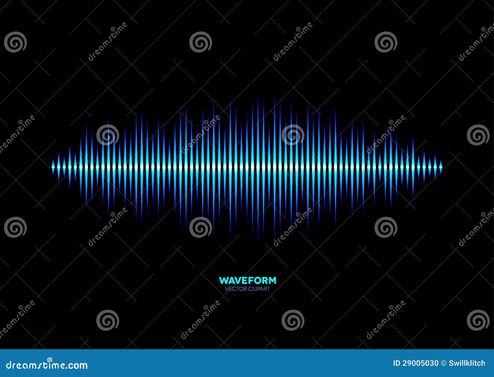 Shiny blue music waveform stock vector. Illustration of glow - 29005030