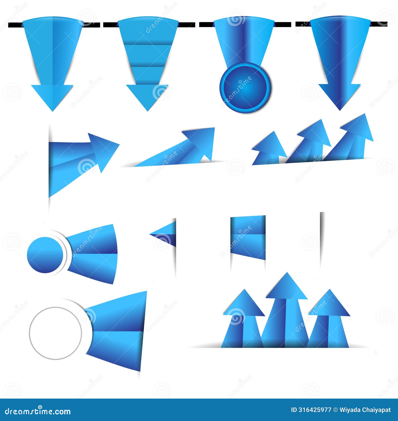 Shiny Blue Paper Arrow Stickers and Banners Stock Illustration ...