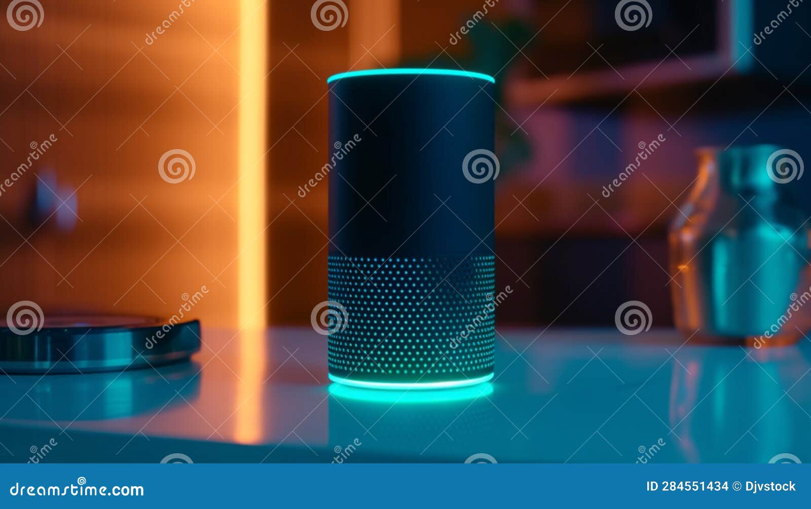 Shiny Blue Semiconductor Illuminated by Glowing Electrical Equipment in ...