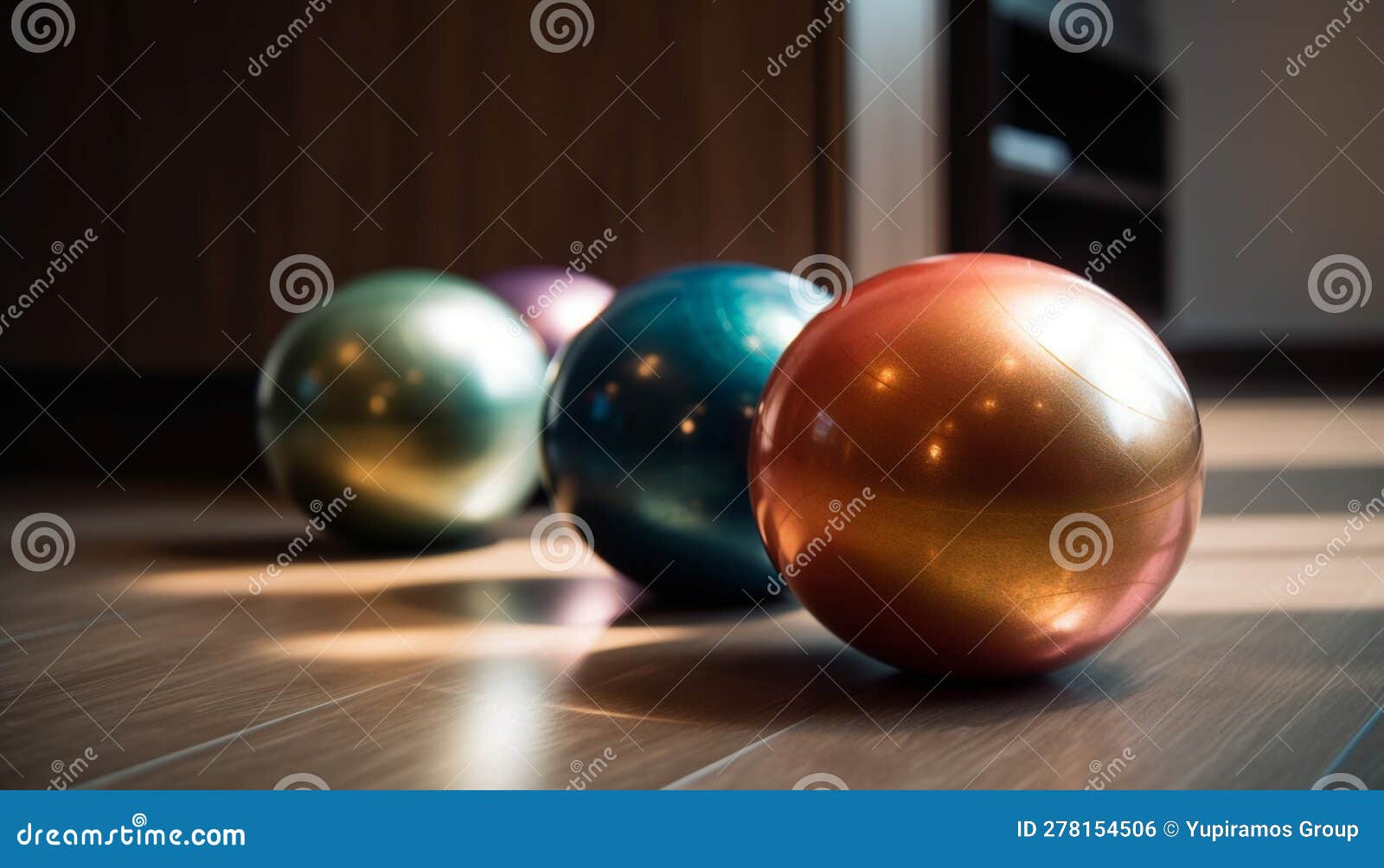 Shiny Blue Sphere on Wooden Table Indoors Generated by AI Stock ...