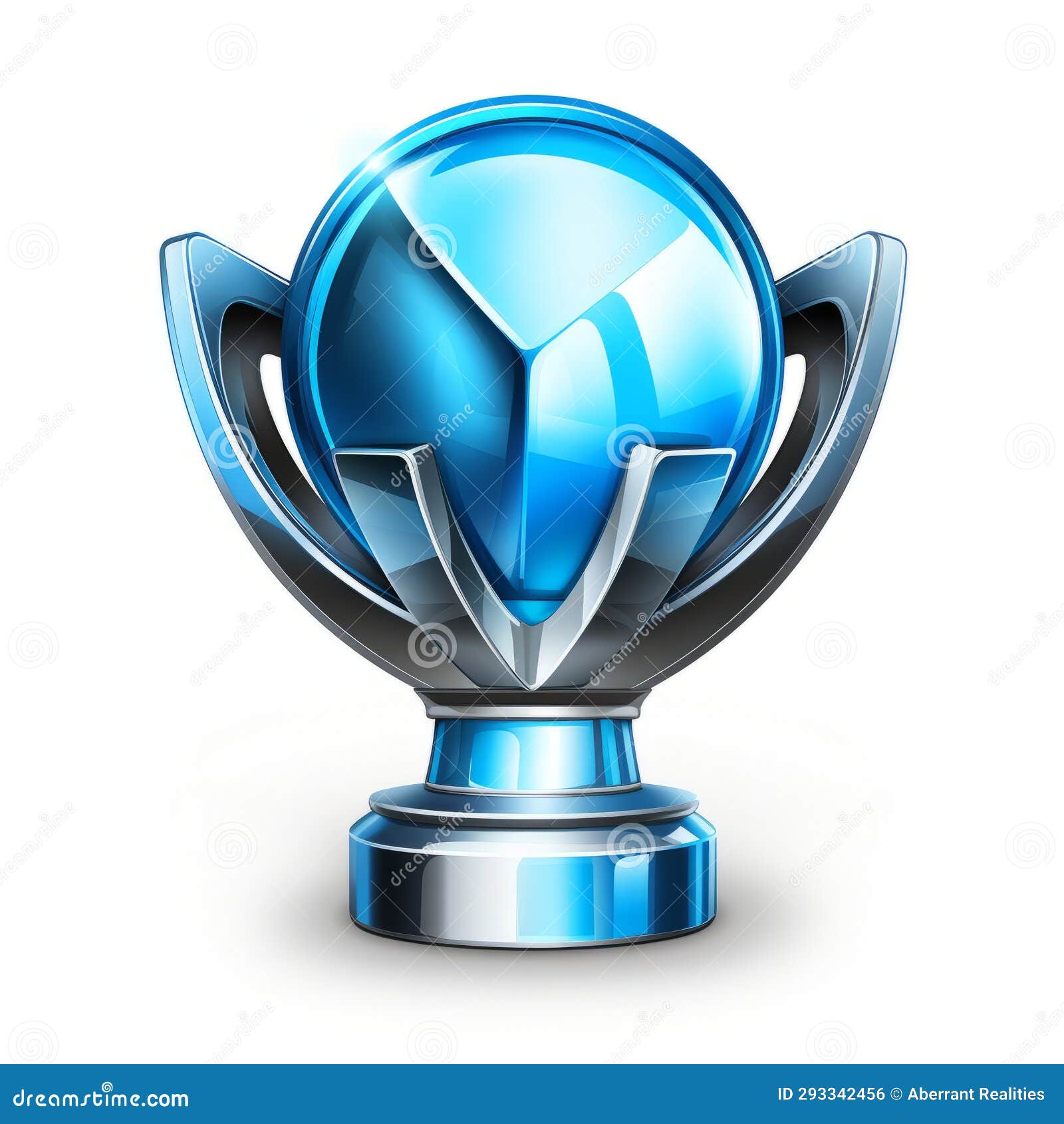 A Shiny Blue Trophy on a White Background Stock Illustration ...