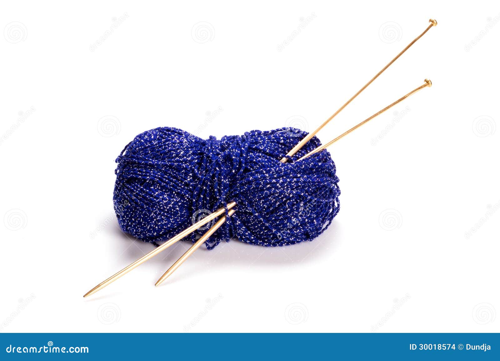 Shiny Blue Wool and Needles Stock Photo - Image of background, white ...