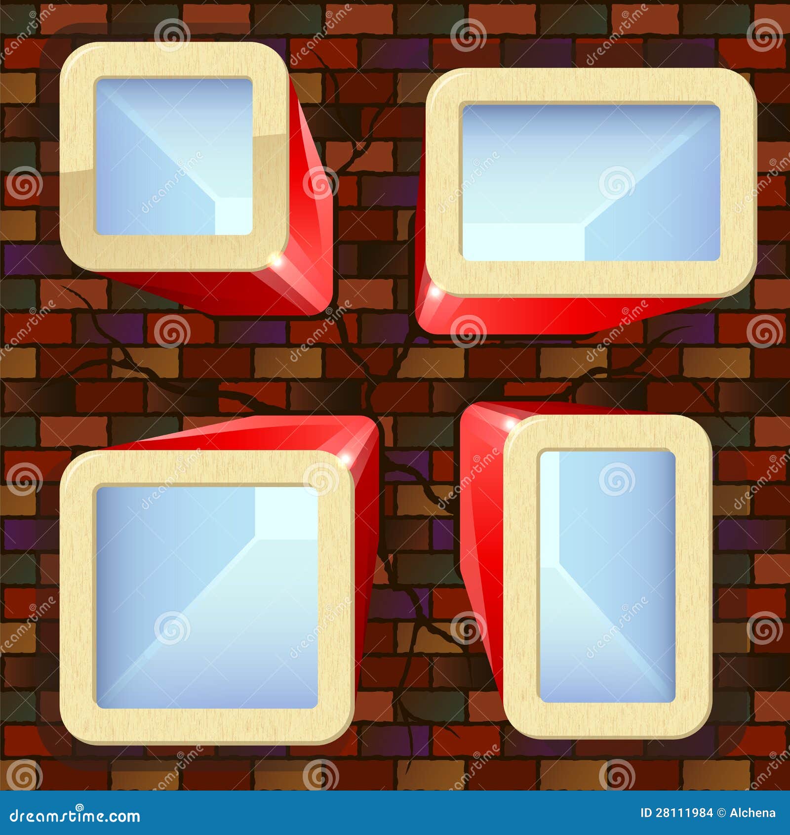 Shiny Boxes with Places for Text on the Brick Wall Stock Vector ...