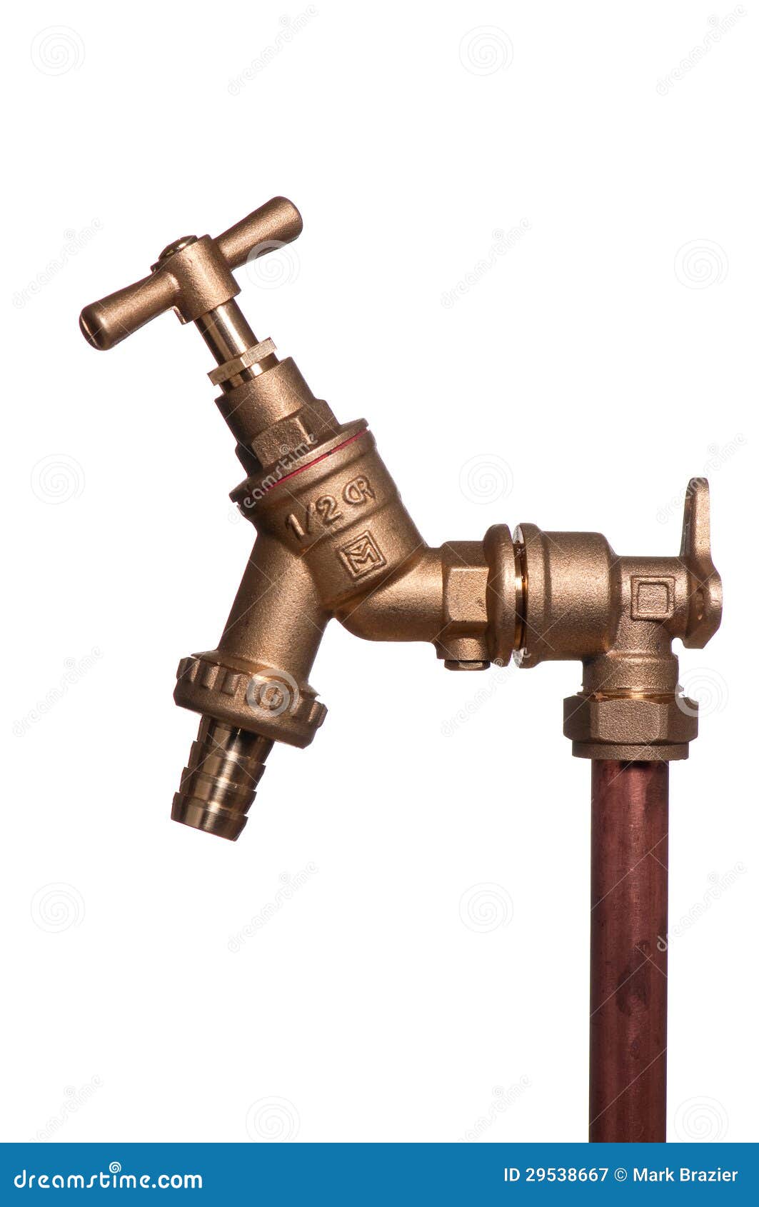 Shiny Brass Outside Tap on White Stock Image - Image of consumption ...