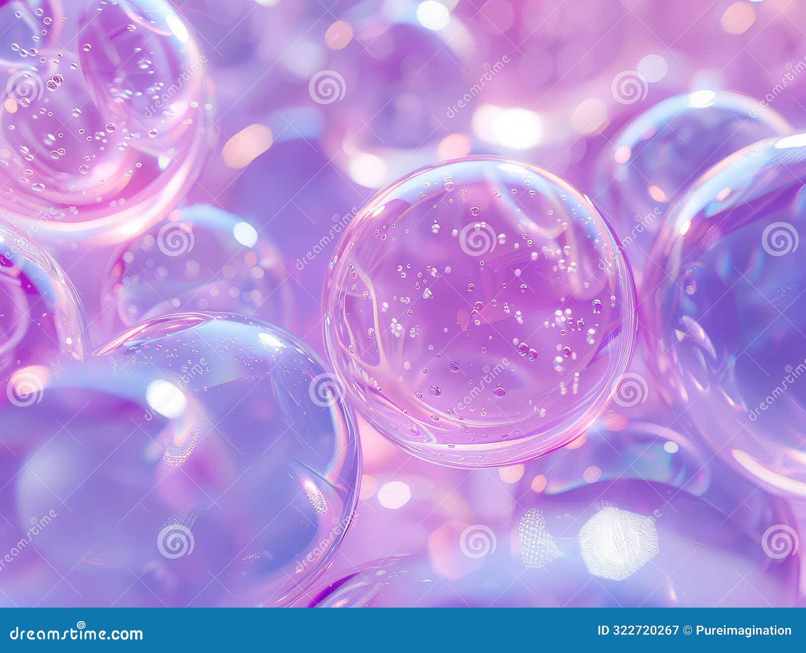 Shiny Bubbles with Transparent Texture Float on Pink Background Stock ...