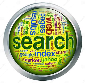 Shiny Button of Search Engine Wordcloud Stock Illustration ...