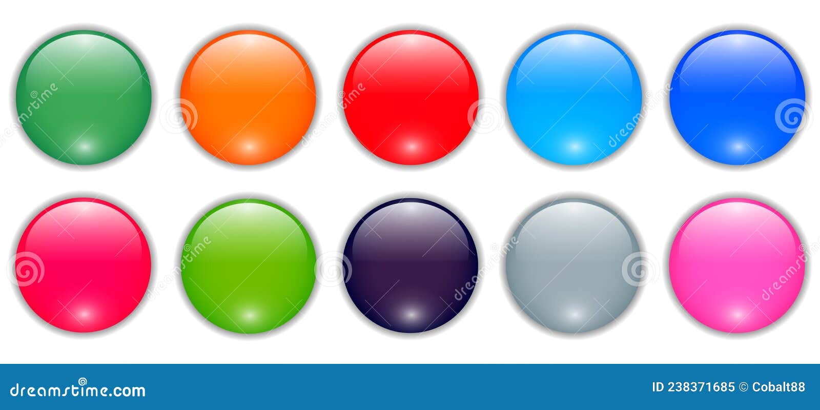 Shiny Buttons Set, Glossy Circle Icons Stock Vector - Illustration of ...