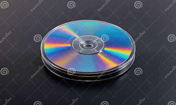 A Shiny CD Sits on a Black Surface Stock Image - Image of disk, black ...