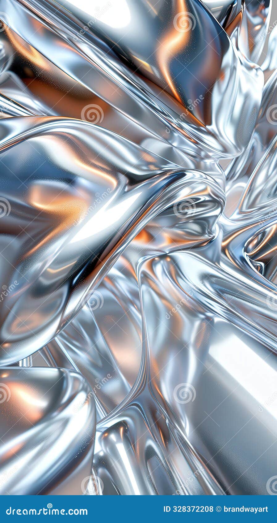 Shiny Chrome Abstract Fluid Metal Texture in Reflected Light Stock ...