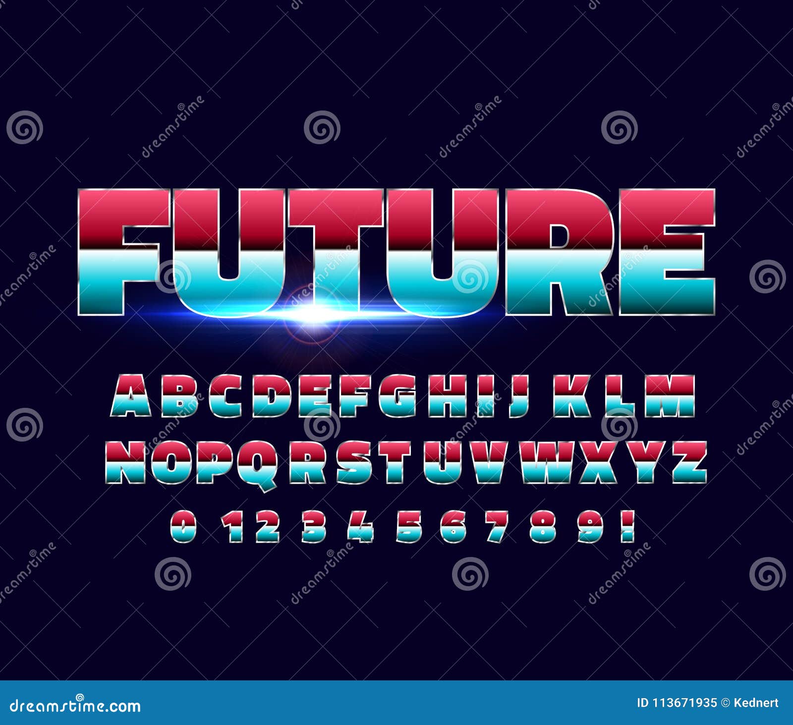 Shiny Chrome Alphabet Retro Font. Sci-fi 80s Future Style. Stock Vector ...