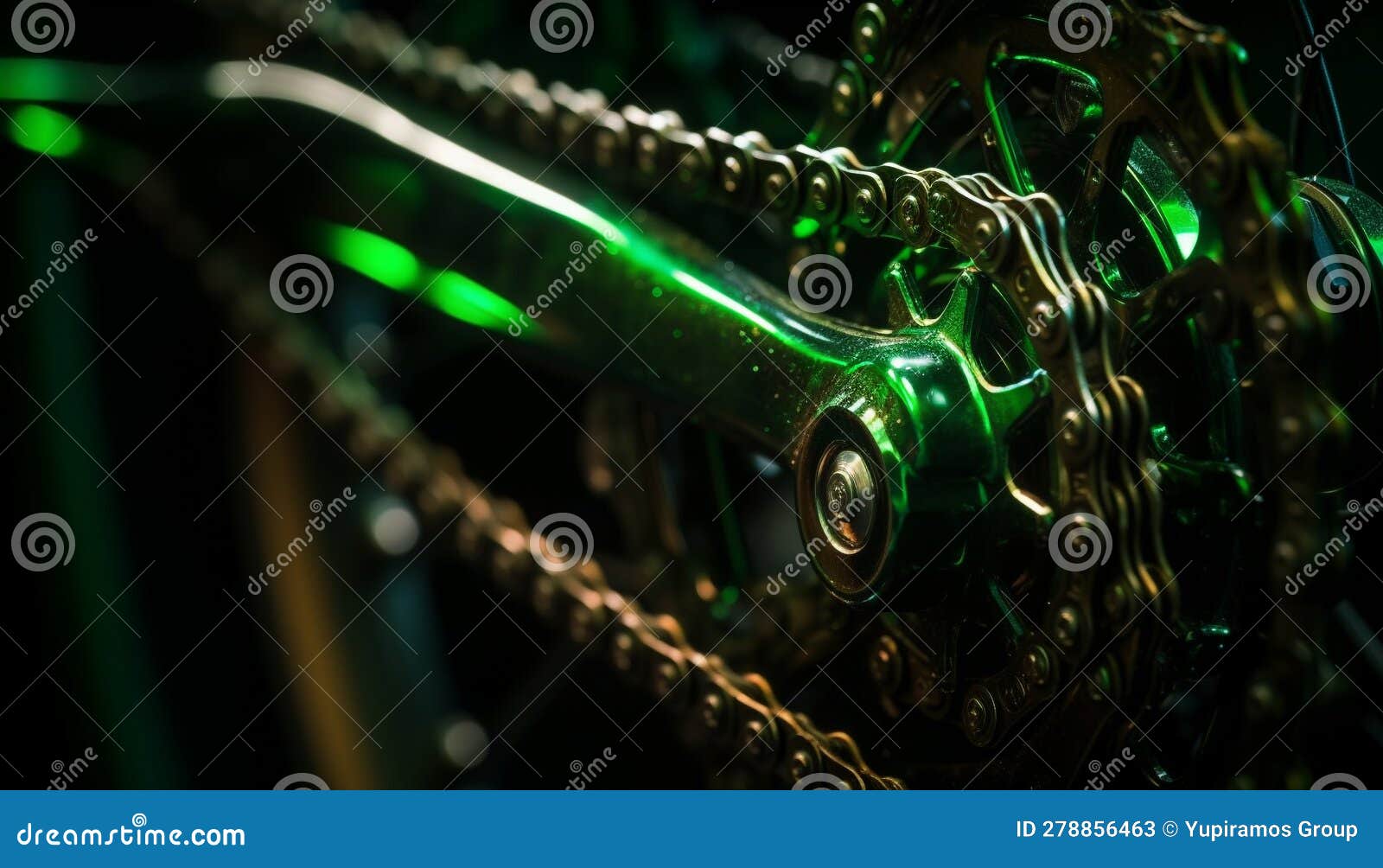 Shiny Chrome Bicycle Chain Reflects Abstract Motion in Outdoor ...