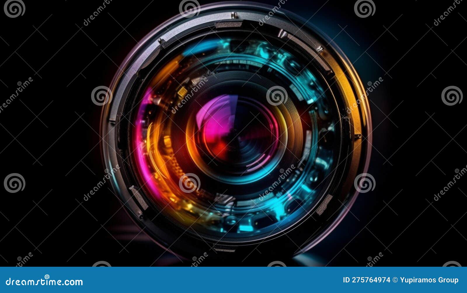 Shiny Chrome Lens Captures Reflection Generated by AI Stock ...