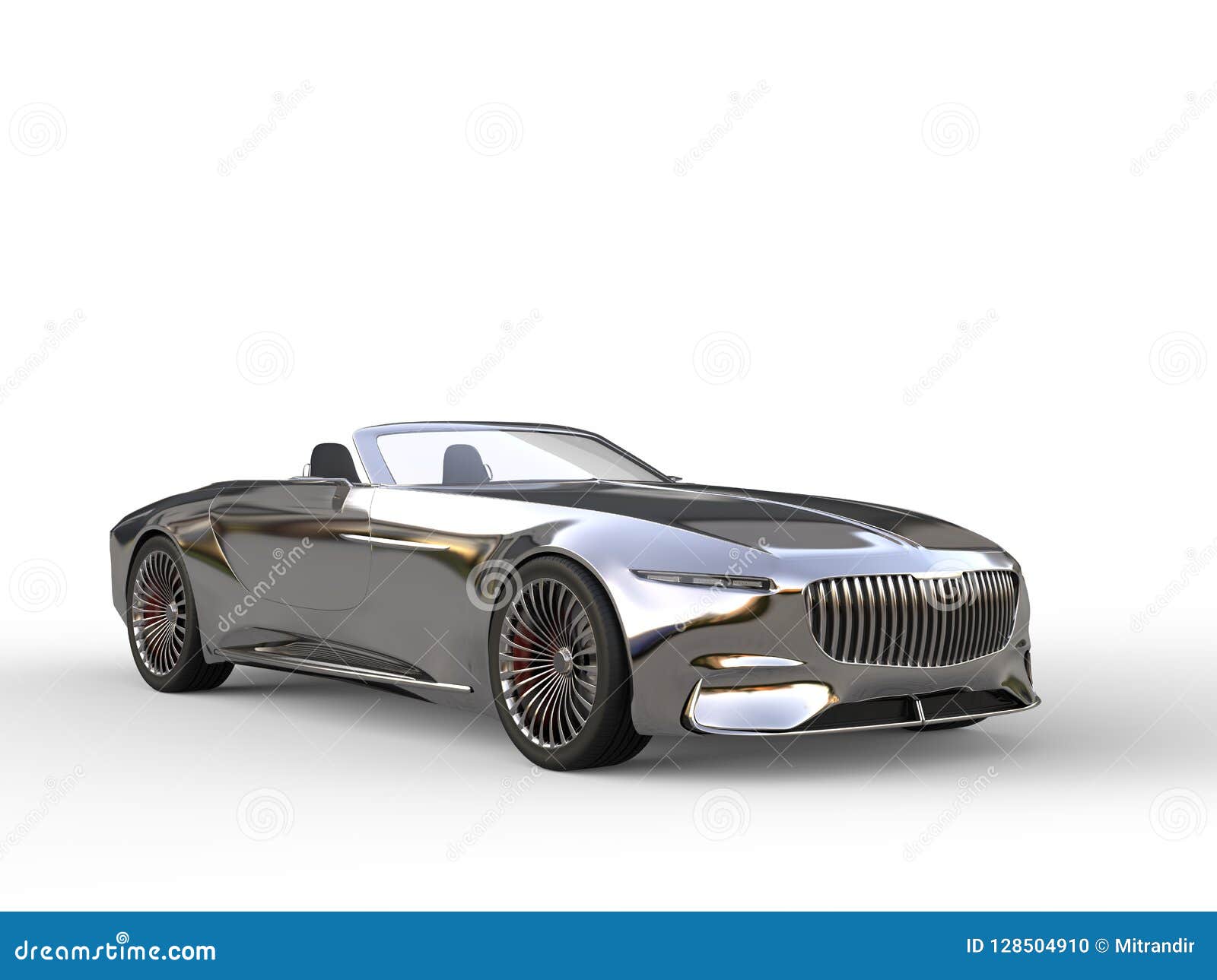 Shiny Chrome Modern Cabriolet Concept Car Stock Illustration ...