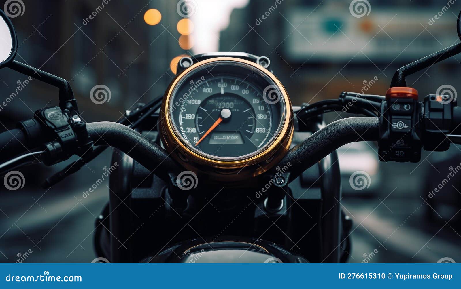 Shiny Chrome Motorcycle Speedometer Gauge Illuminated Indoors Generated ...
