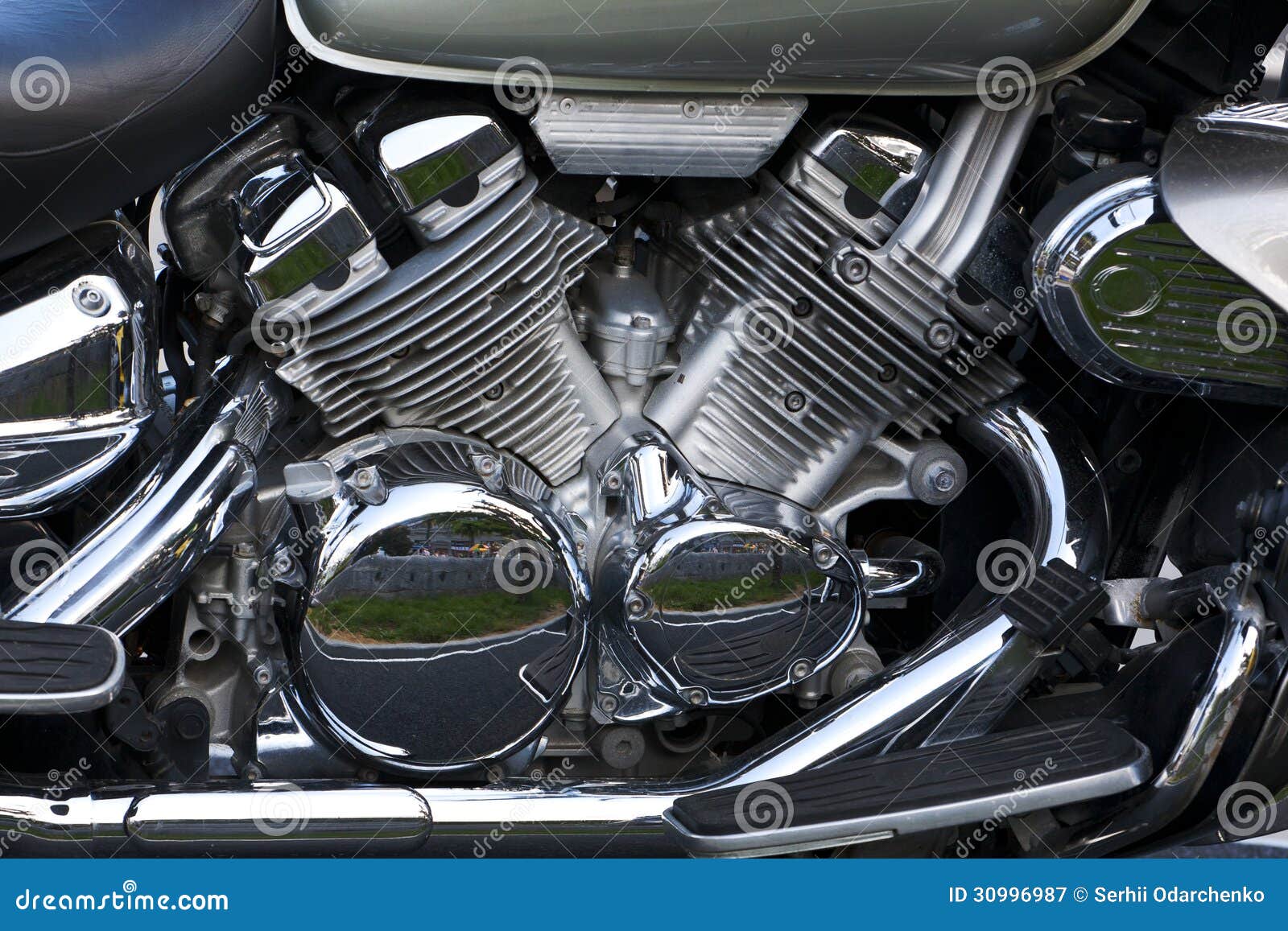 Shiny Chrome Plated Motorcycle Engine Stock Image - Image of reflective ...