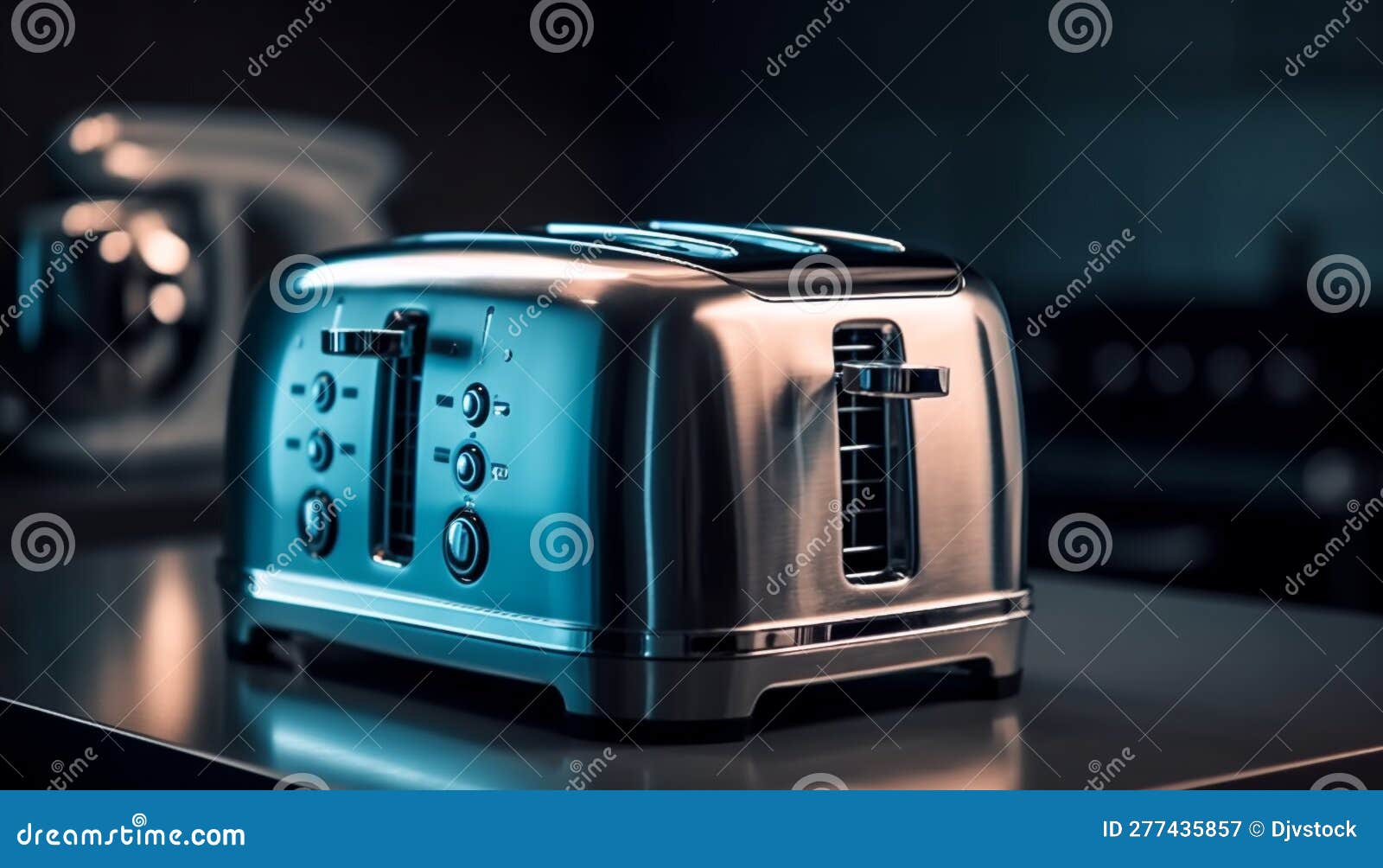 Shiny Chrome Toaster Reflects Modern Kitchen Design Generated by AI ...