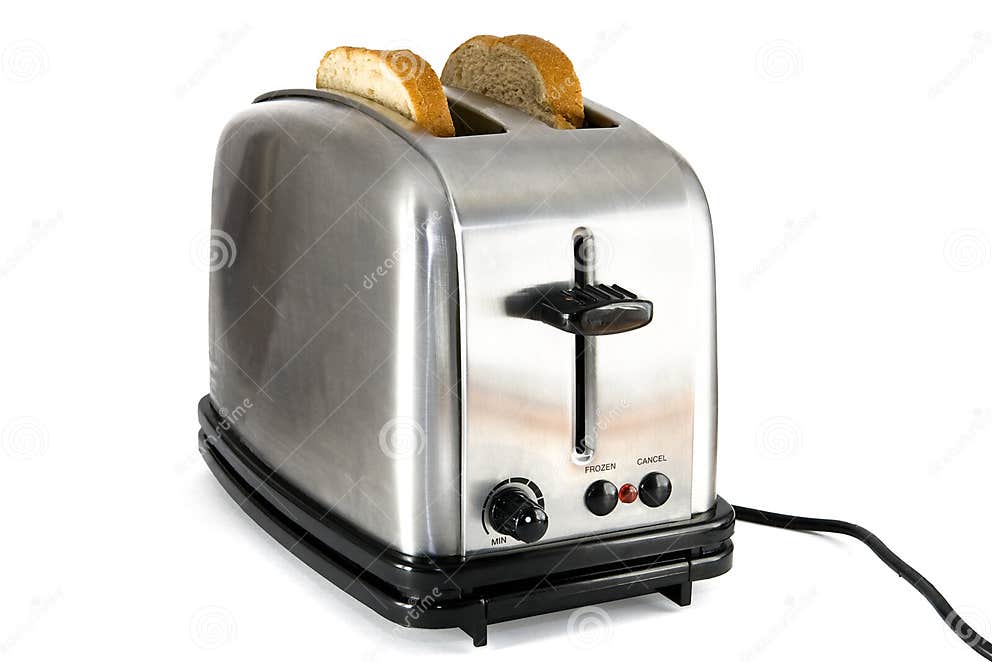 Shiny Chrome Toaster with Two Slices of Bread Stock Image - Image of ...