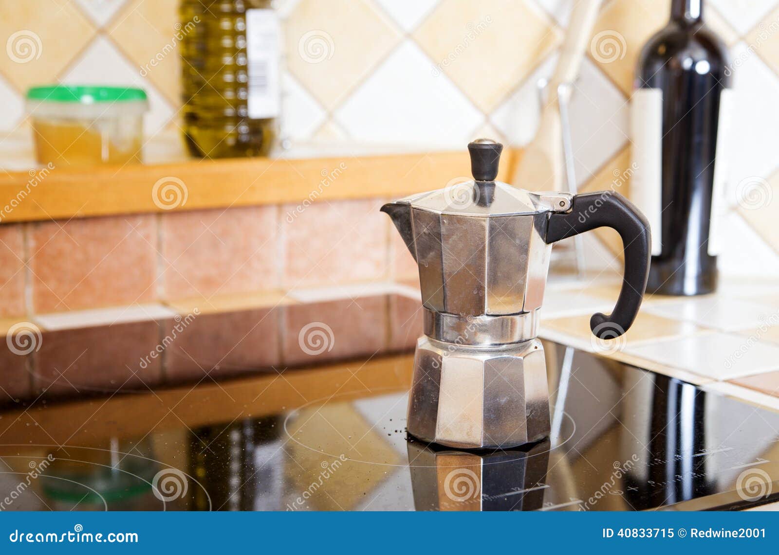 Shiny Coffee Pot at Stove and Liquid Stock Image - Image of housewife ...