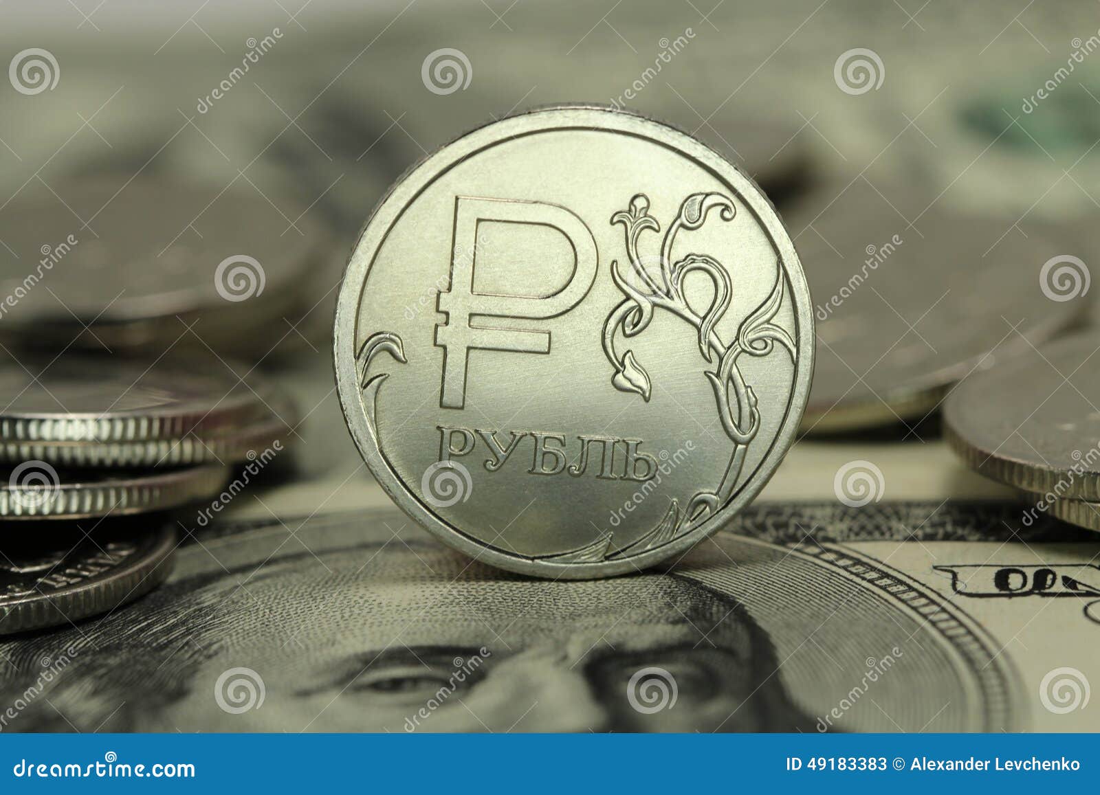Shiny coin one ruble stock image. Image of russian, capital - 49183383