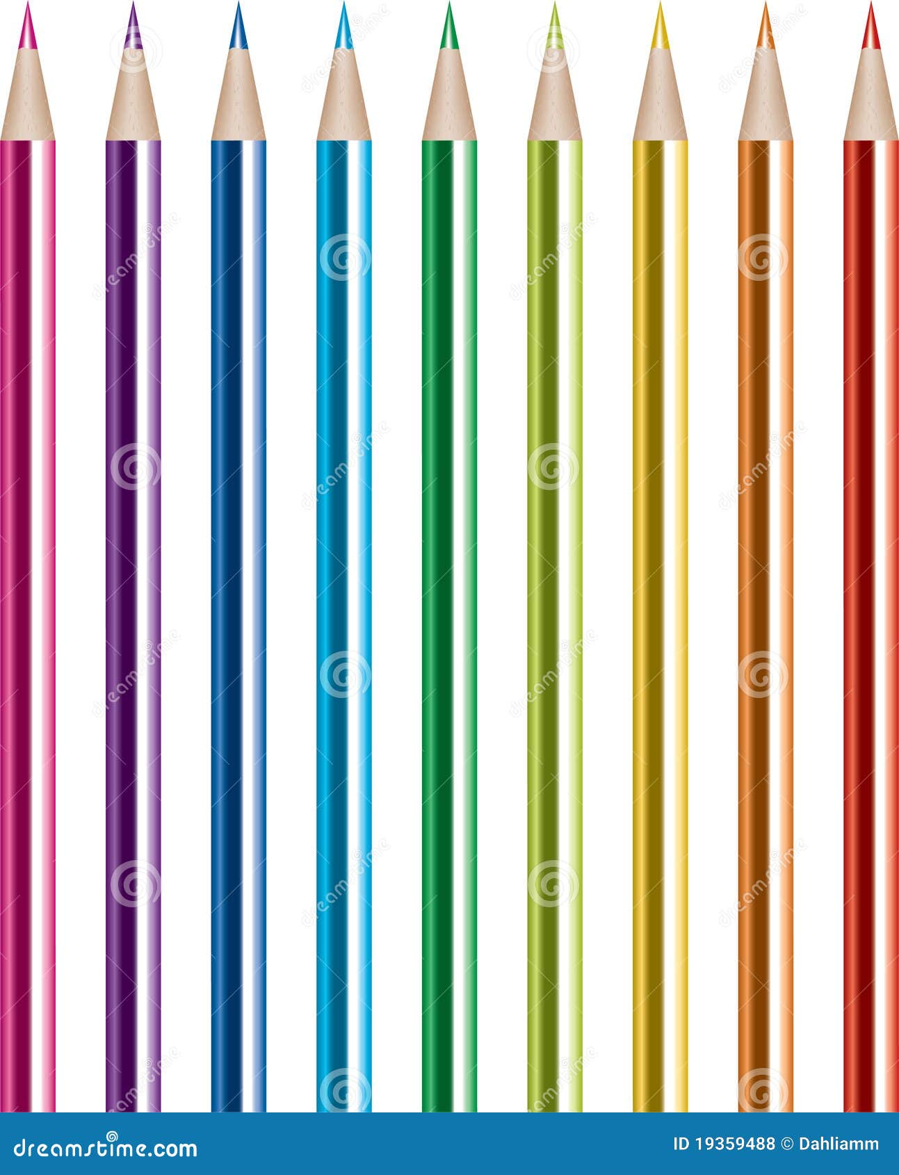 Shiny colored pencils stock vector. Illustration of blue - 19359488