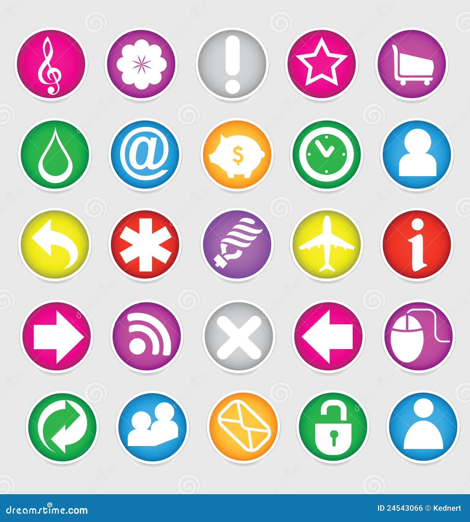 Shiny Colored Web Social Symbols Set Stock Vector - Illustration of ...
