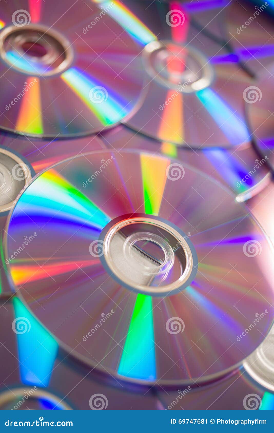 Shiny and Colorful CDs stock image. Image of multimedia - 69747681