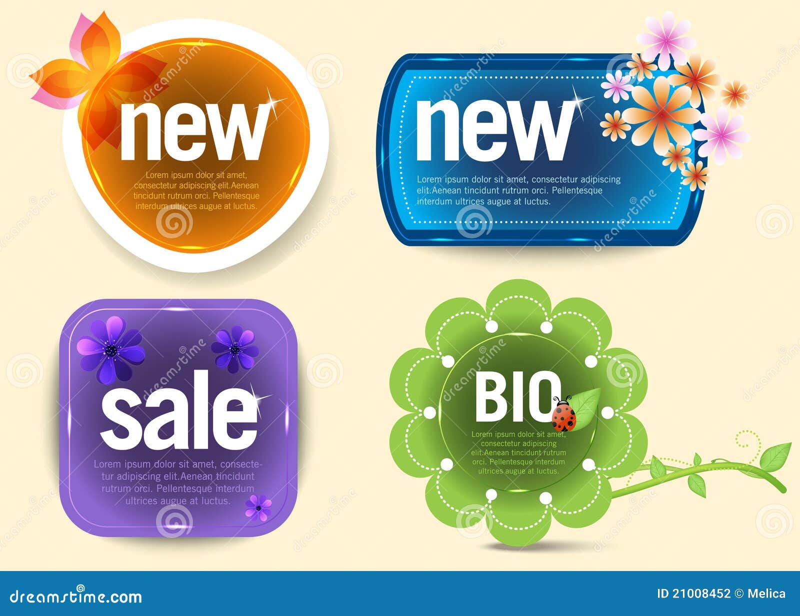 Shiny colorful labels stock vector. Illustration of bubbles - 21008452