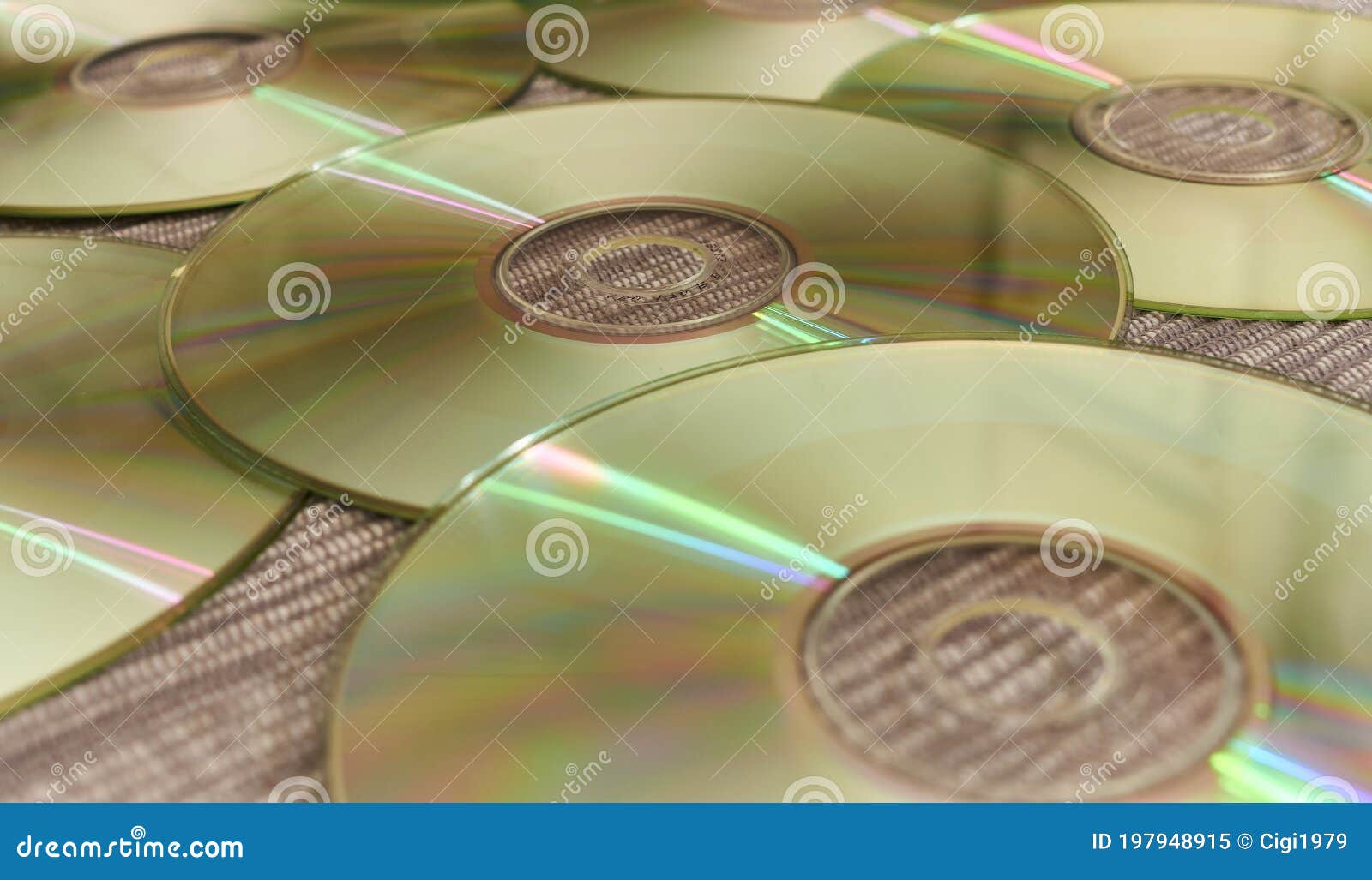 Shiny Compact Discs in a Music Session in Side View Stock Image - Image ...
