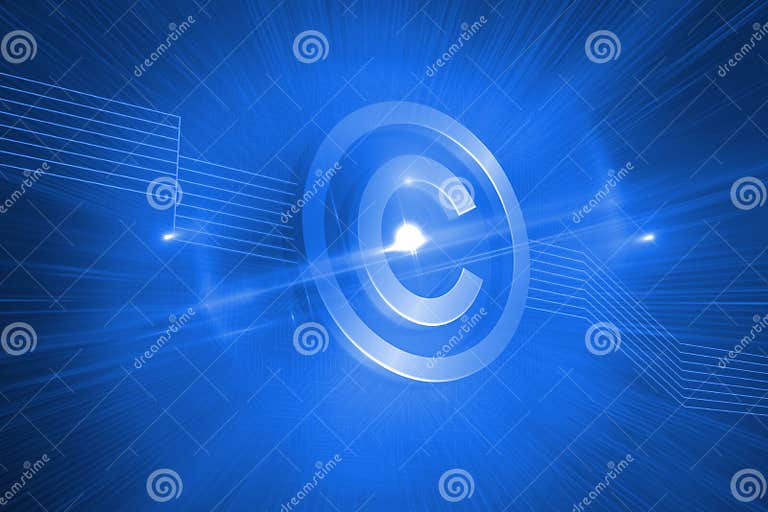 Shiny Copyright Icon on Blue Background Stock Illustration ...