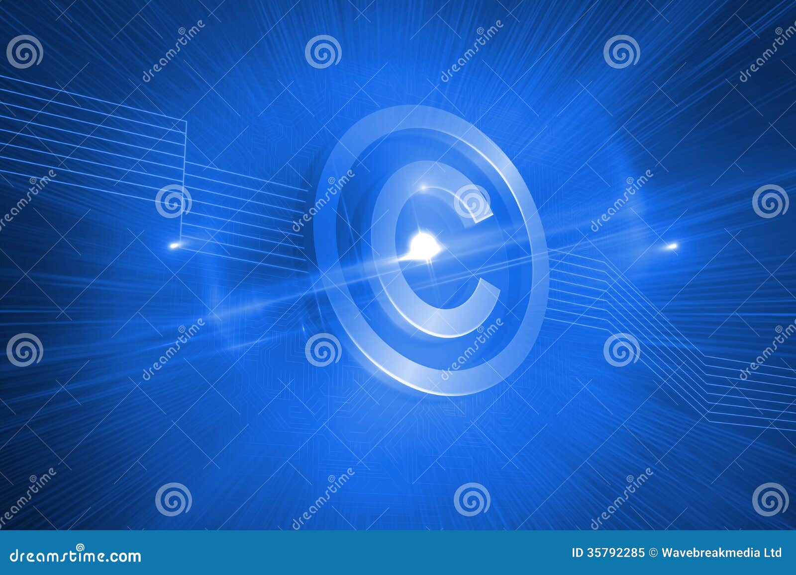 Shiny Copyright Icon on Blue Background Stock Illustration ...