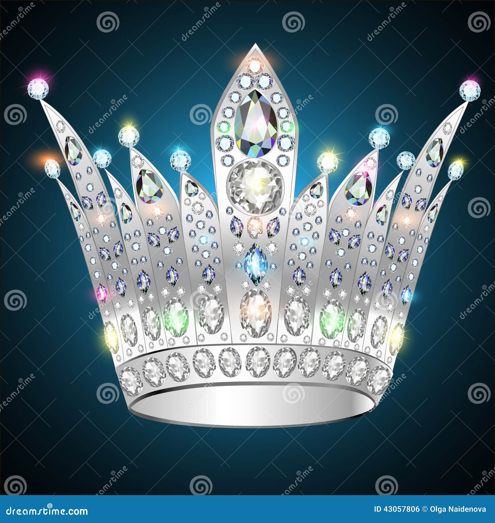 Shiny Crown of Silver on a Blue Background Stock Vector - Illustration ...