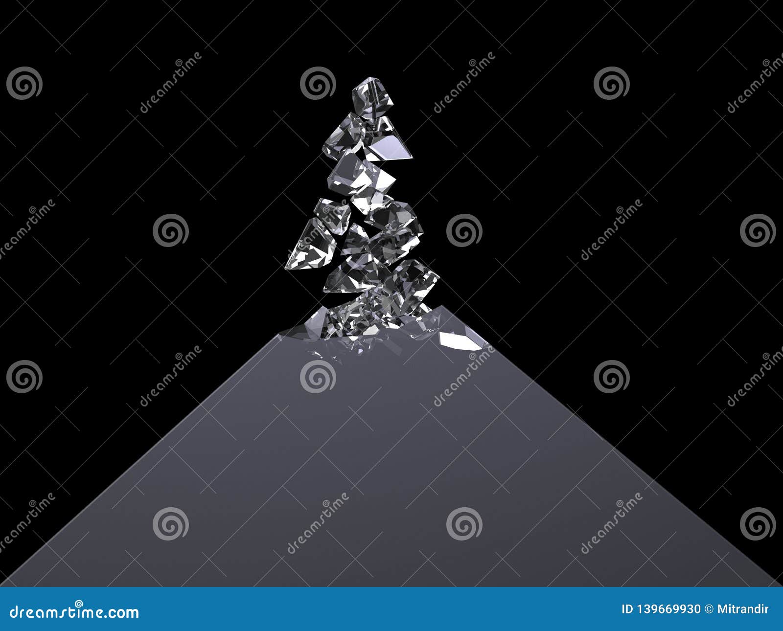 Shiny Crystal Fragments Floating of the Black Pyramid Stock ...