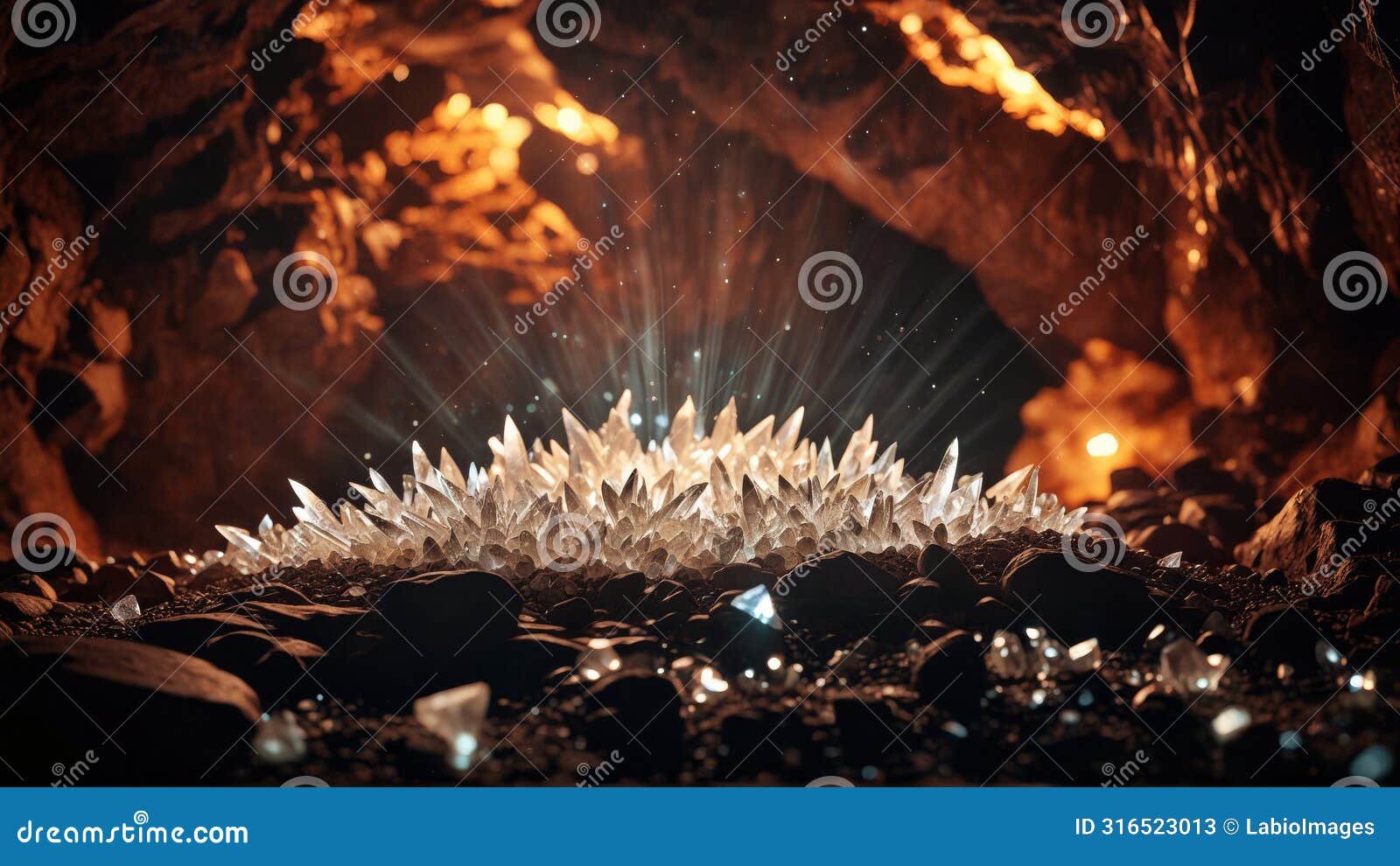 Shiny Crystals Inside a Cave Stock Illustration - Illustration of ...