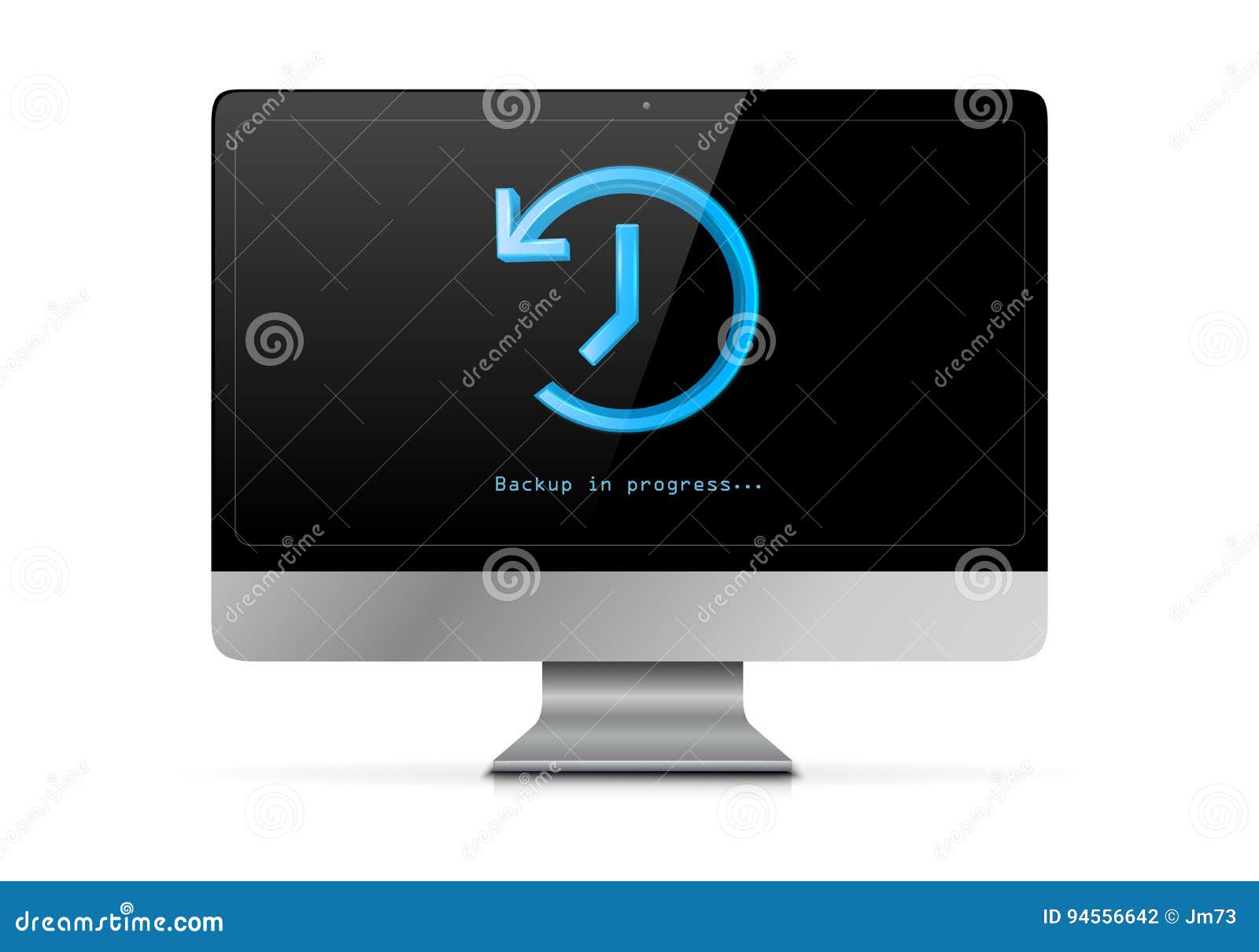 Shiny 3D Backup Sign on Computer Screen Stock Illustration ...