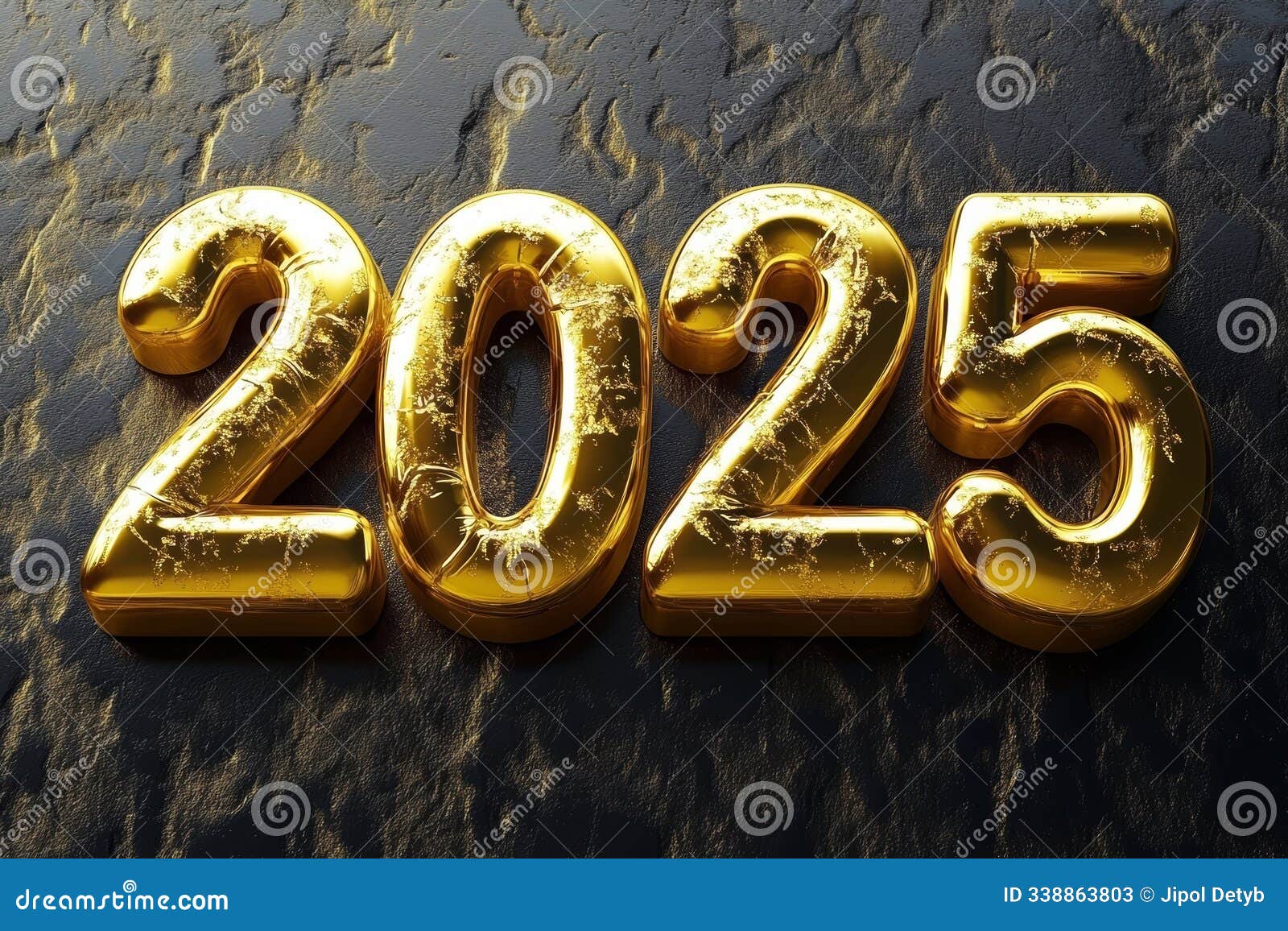 Shiny 3D Golden Smooth Metal 2025 Numbers. Stock Illustration ...