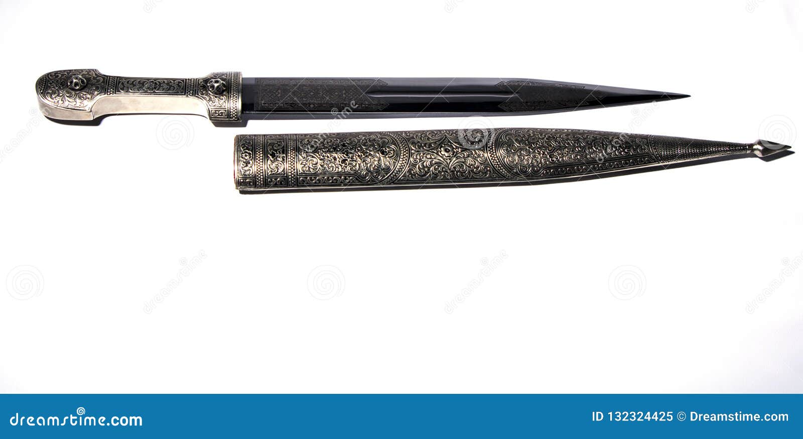 Shiny dagger in sheath stock image. Image of engraving - 132324425