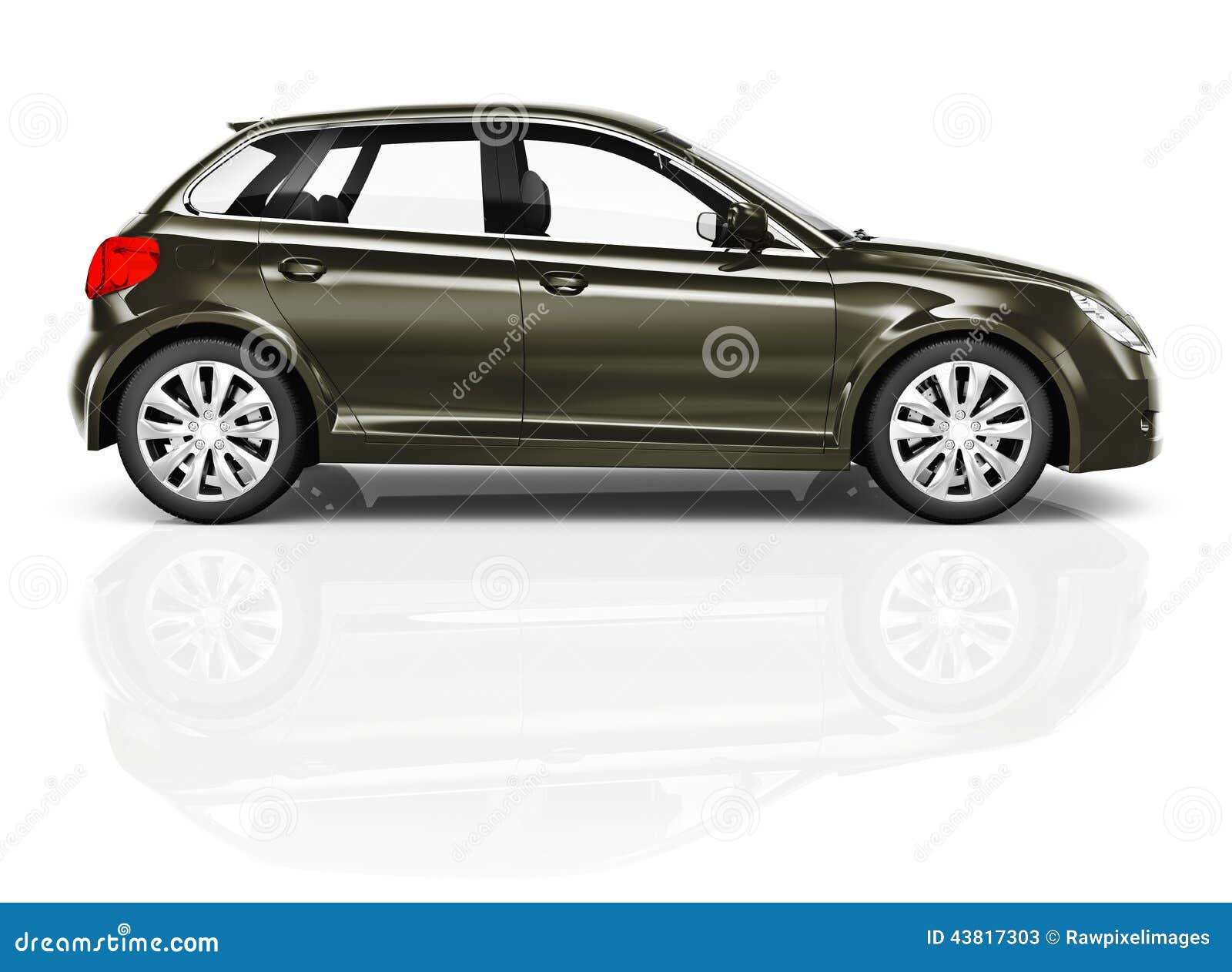 Shiny Dark Green Compact Car Studio Shot Stock Illustration ...