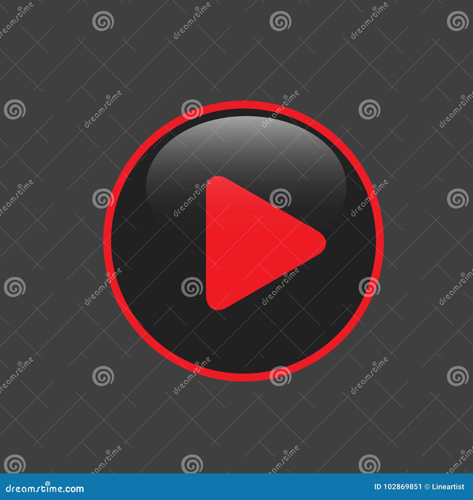 Shiny Dark Play Button Vector Stock Illustration - Illustration of ...