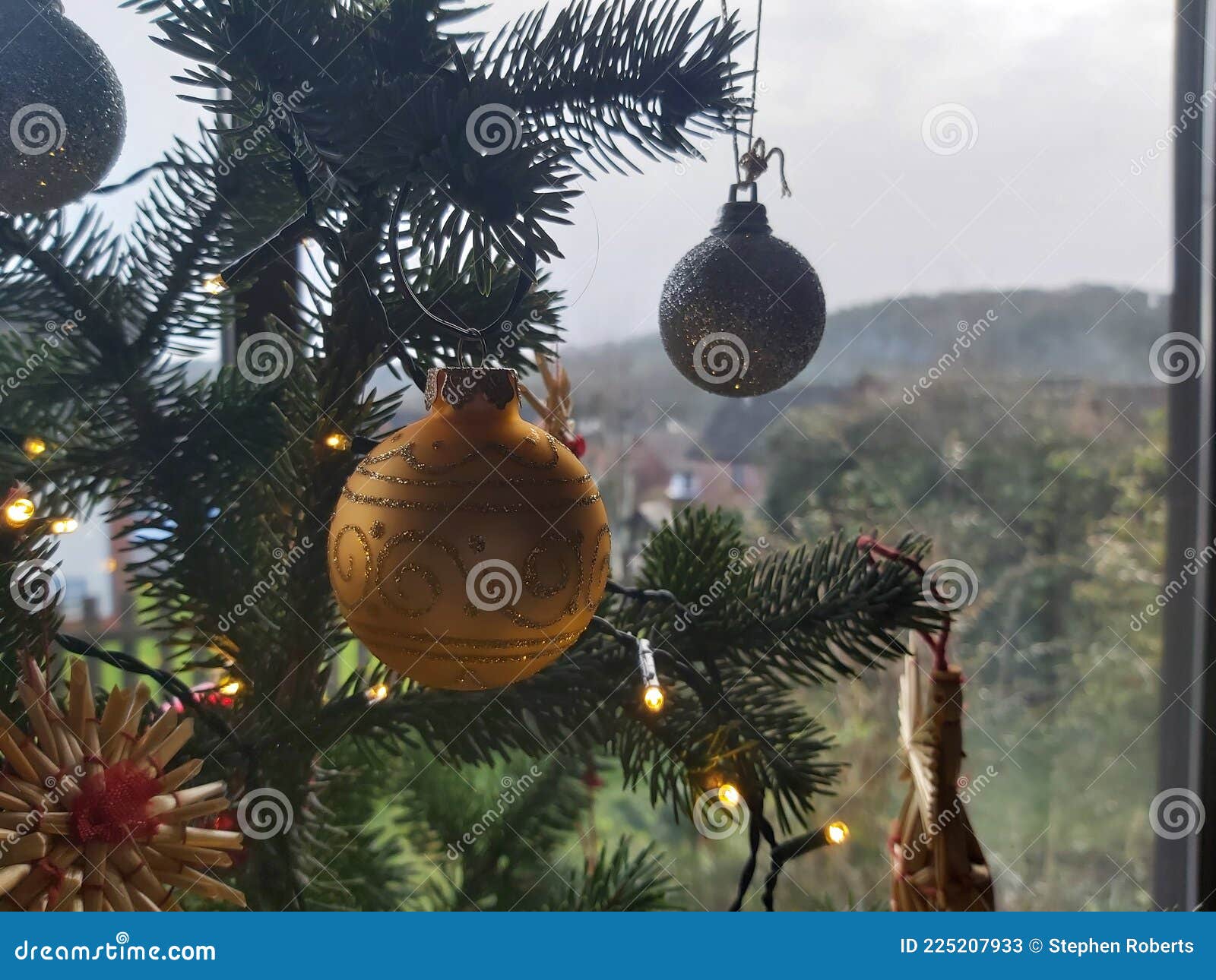 Shiny Decorations Dotted Around at Christmas Stock Image - Image of ...