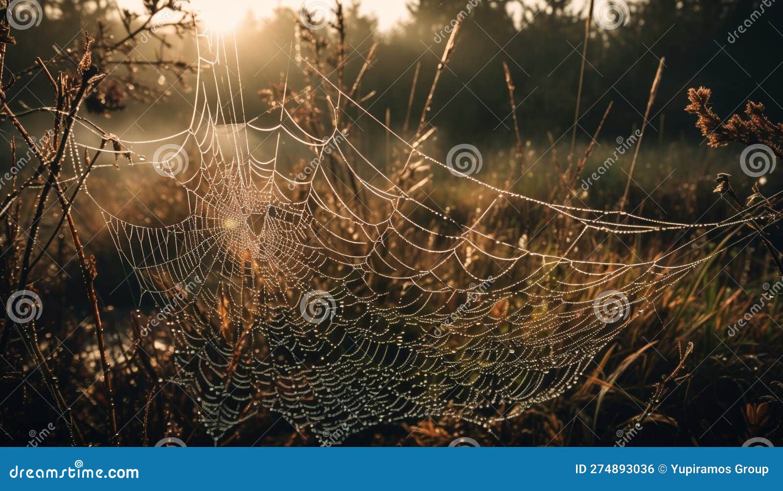 Shiny Dew Drops on Spider Web Trap Generated by AI Stock Photo - Image ...
