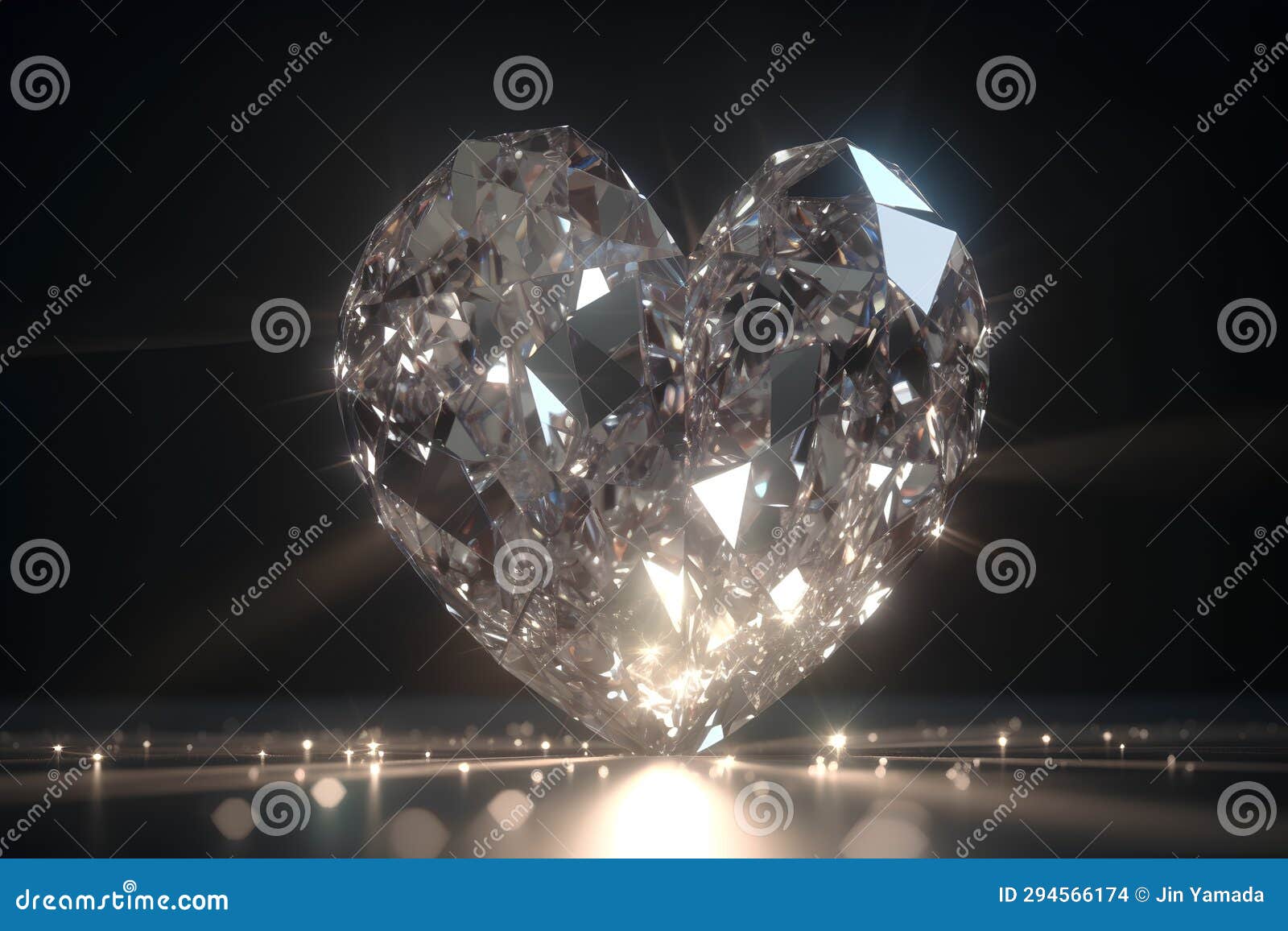 Shiny Diamond Heart on Black Background. 3d Render Illustration Stock ...