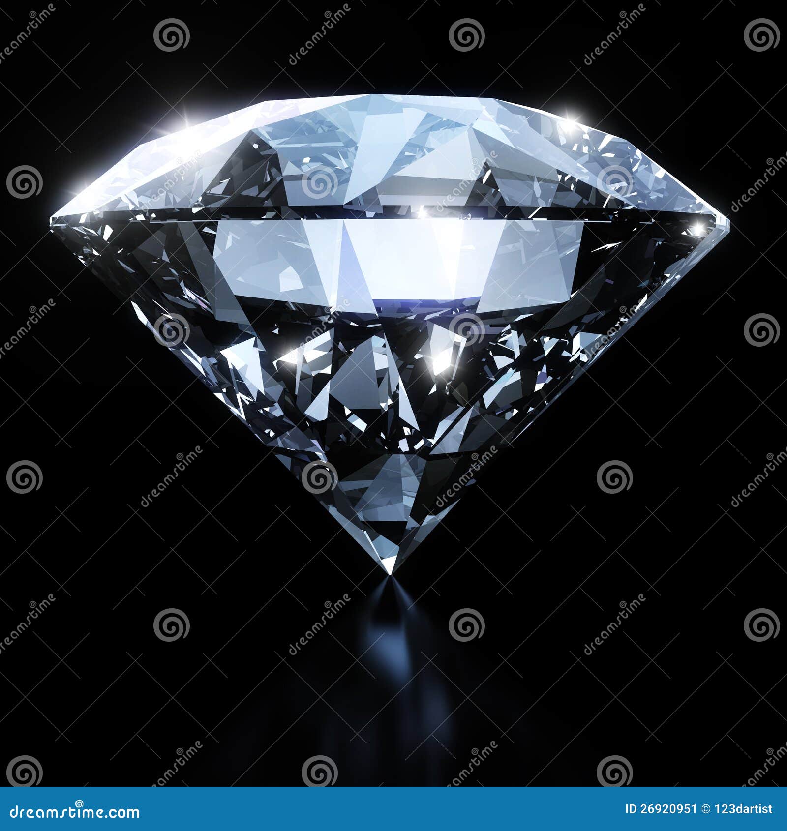 Shiny Diamond Isolated on Black Background Stock Illustration ...