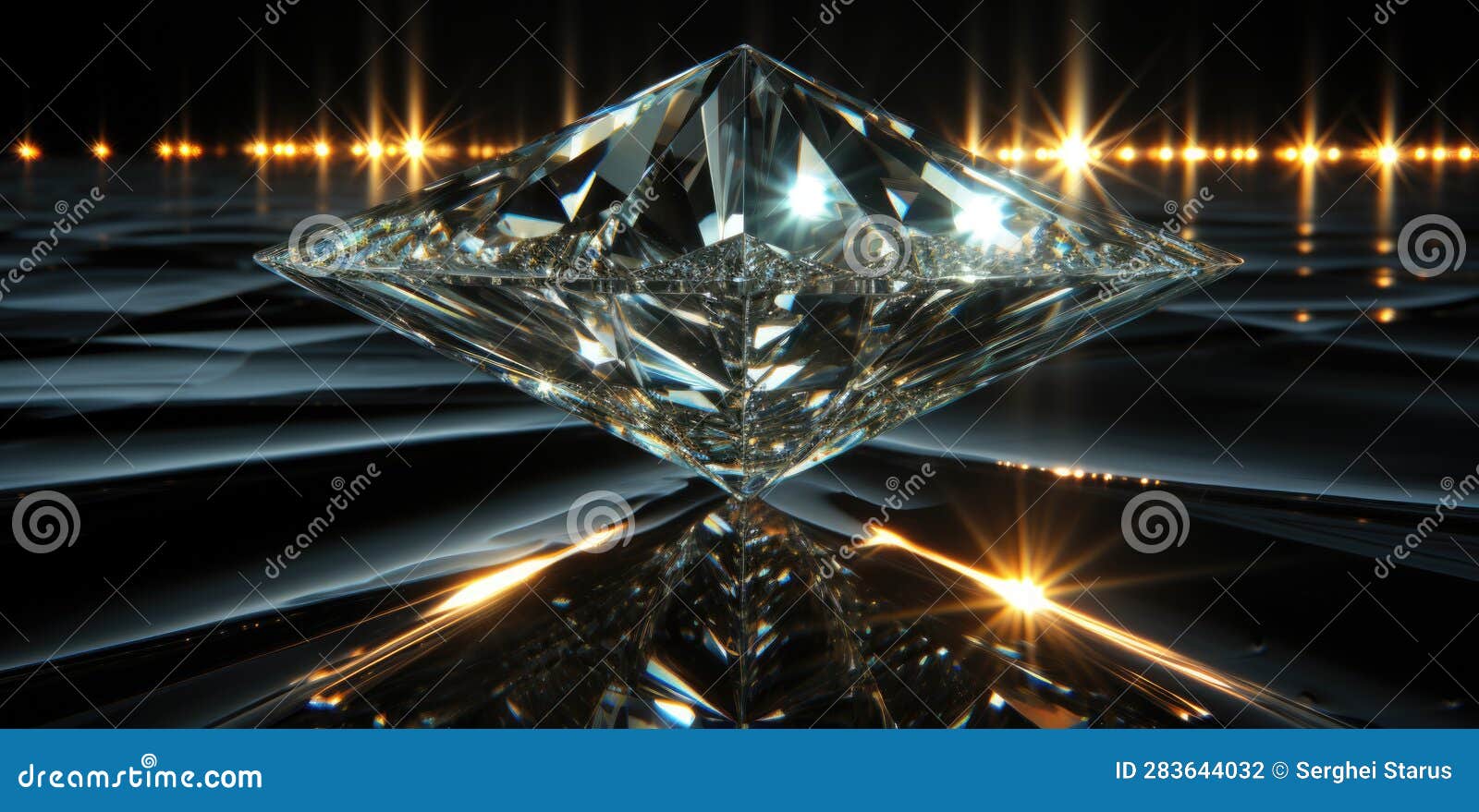 A Shiny Diamond on a Reflective Surface. Generative AI Image. Stock ...